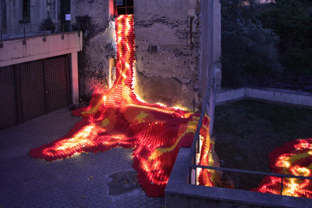 "Origami Lava" pours fire from a disused building in Catalonia — Cercle